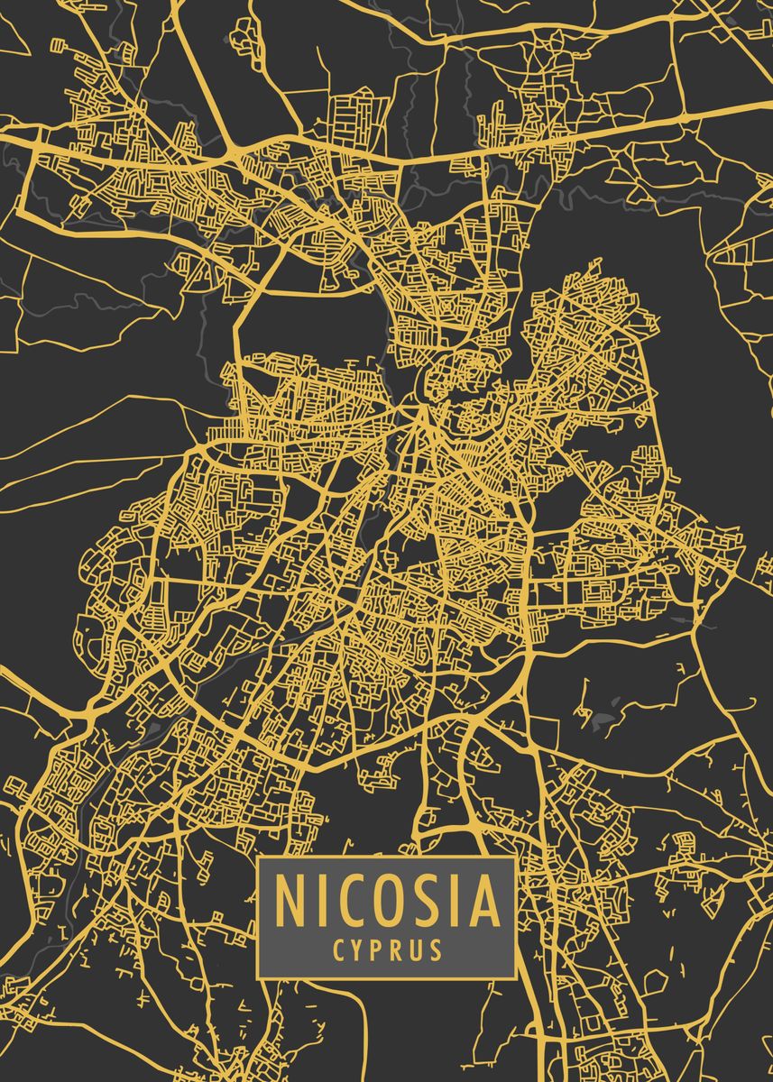 'Nicosia Map' Poster by Miracle Studio | Displate