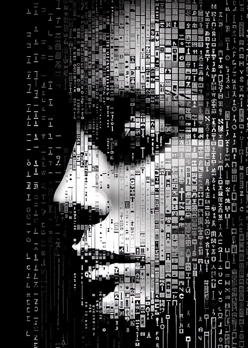 'Binary Code Portrait' Poster, picture, metal print, paint by TESSERACT ...