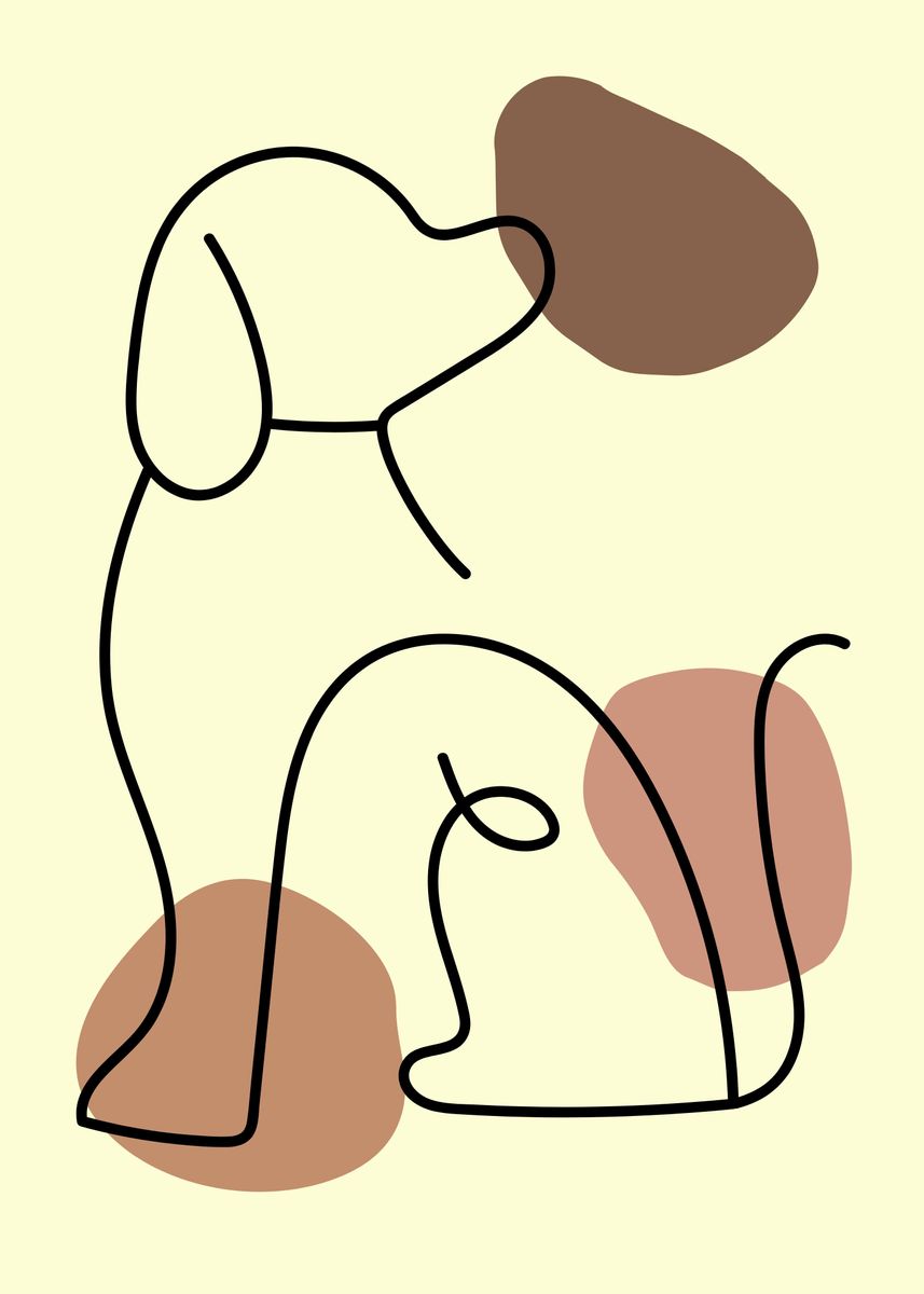 'Minimalist Dog Lineal Art' Poster, picture, metal print, paint by ...
