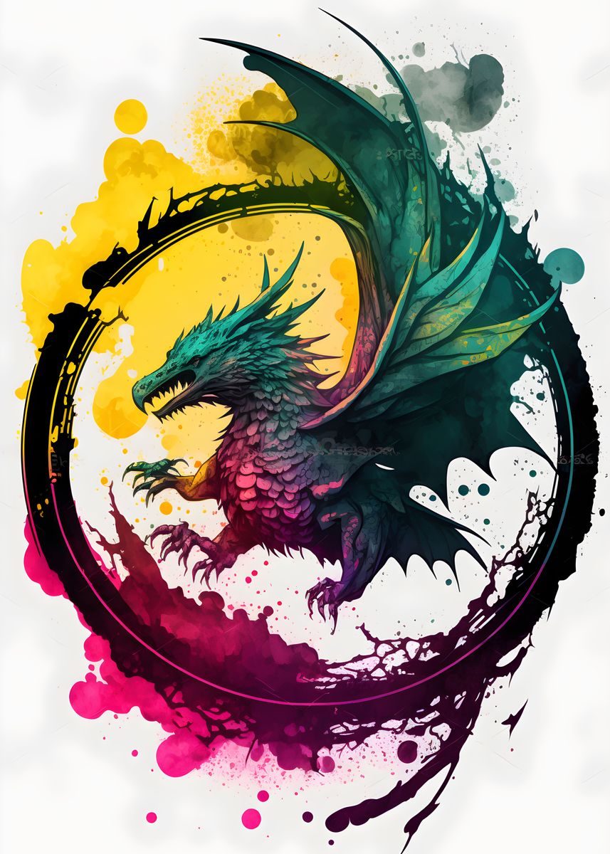 'Dragon Art Painting' Poster, picture, metal print, paint by Chris ...
