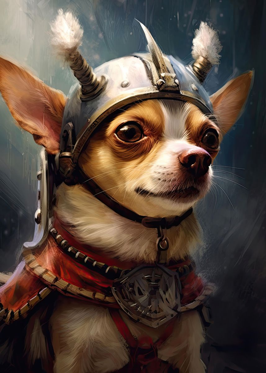 'Chihuahua Viking ' Poster, picture, metal print, paint by PetPrints ...