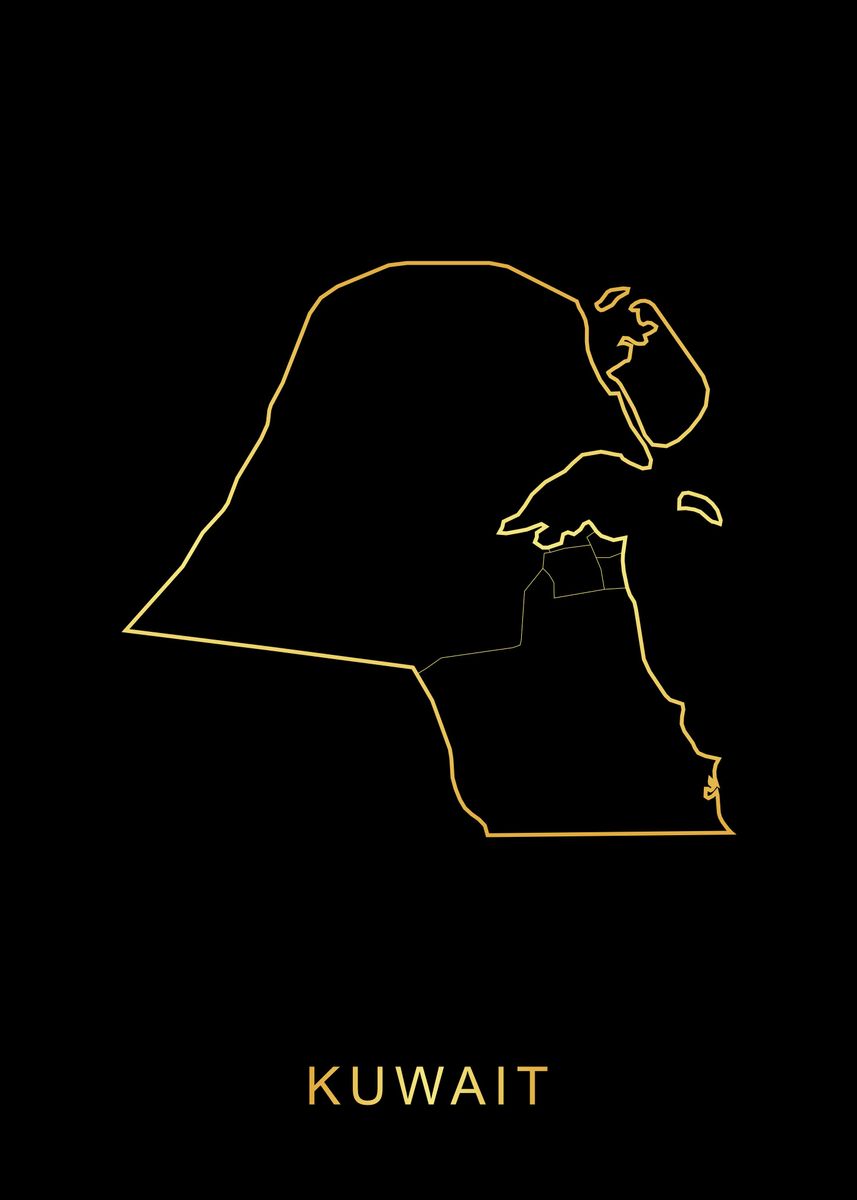 'Kuwait Map' Poster, picture, metal print, paint by Deeo | Displate