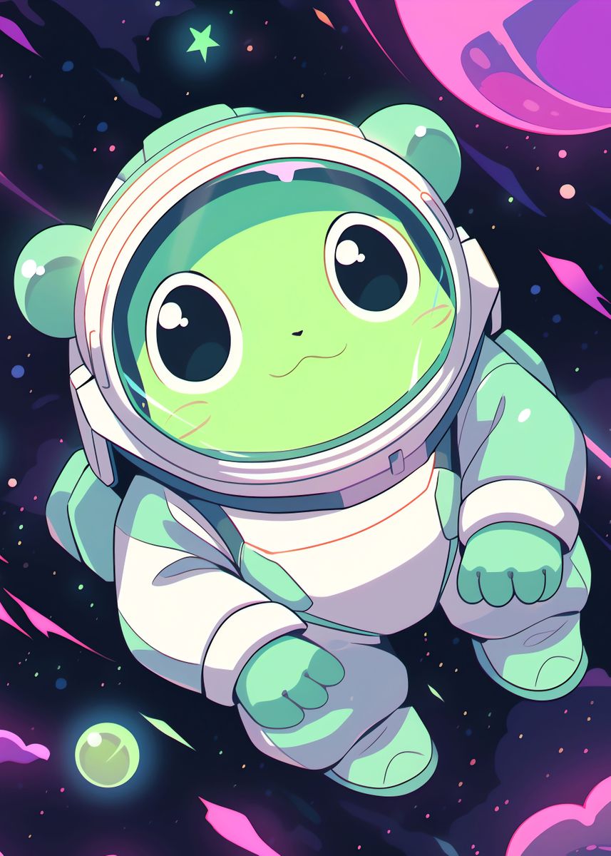 'Froggy Astronaut in Space' Poster, picture, metal print, paint by ...