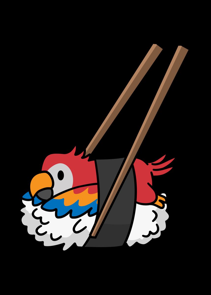 'Parrot Nigiri Sushi ' Poster, picture, metal print, paint by PetPrints ...