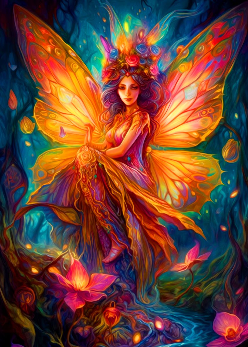 'Colorful Fairy' Poster, picture, metal print, paint by Kante Dino ...