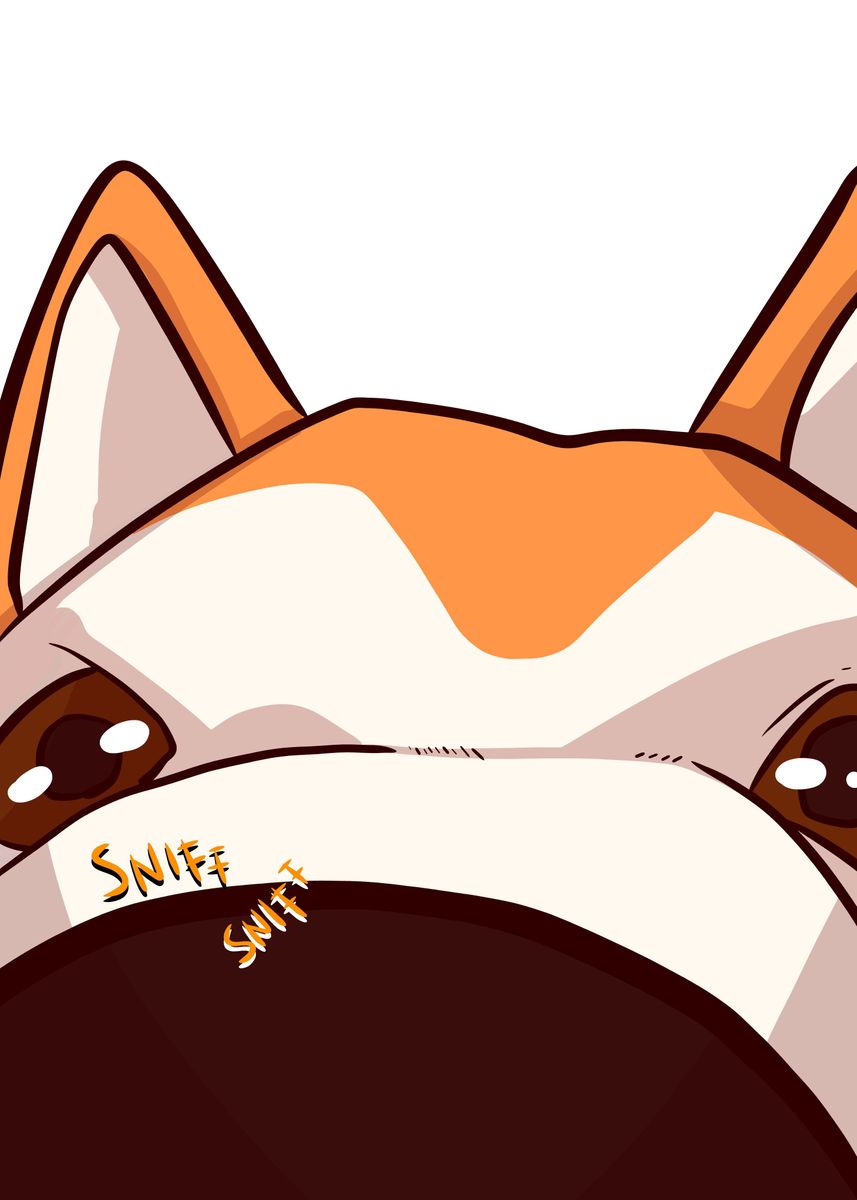 'a dog sniffing' Poster, picture, metal print, paint by hafis ...