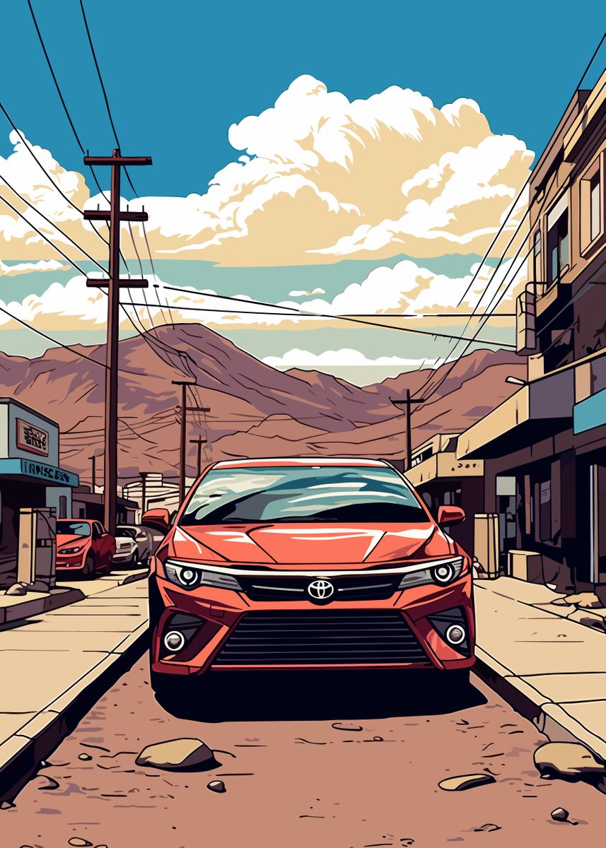 'Toyota Car Minimalist' Poster, picture, metal print, paint by Qreative ...