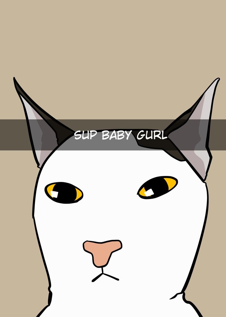 'funny cat meme' Poster, picture, metal print, paint by hafis ...