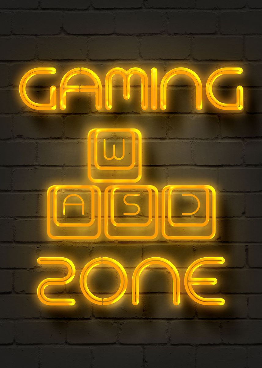 'Gaming Zone WASD Neon' Poster, picture, metal print, paint by Gab ...