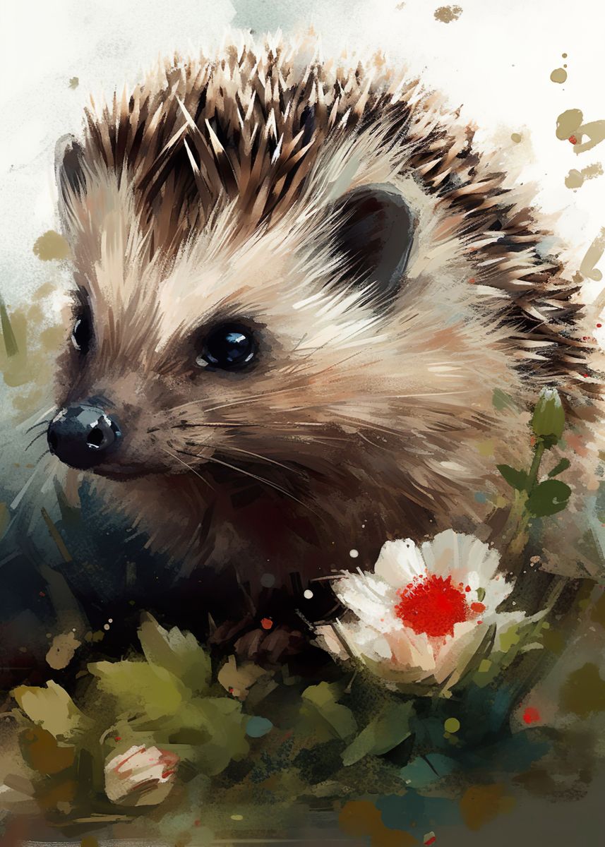 'Cute Hedgehog' Poster, picture, metal print, paint by Quasarai | Displate