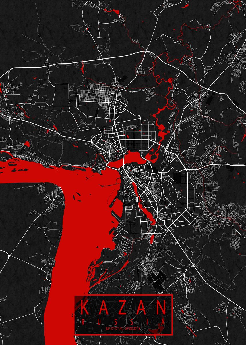 'Kazan City Map Oriental' Poster, picture, metal print, paint by deMAP ...