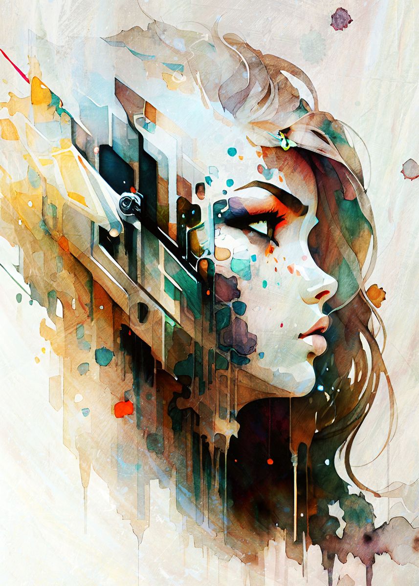 'Cyberpunk Anime Fae' Poster, picture, metal print, paint by Shroom ...