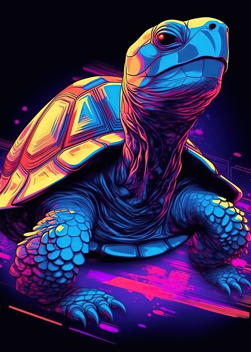 'Turtle colorful' Poster, picture, metal print, paint by Anime Poster ...