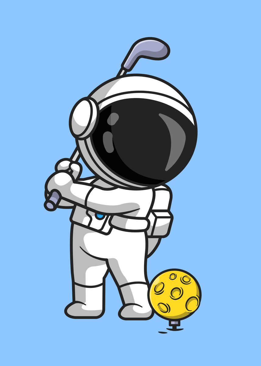 'Astronaut playing golf' Poster, picture, metal print, paint by Le Duc ...