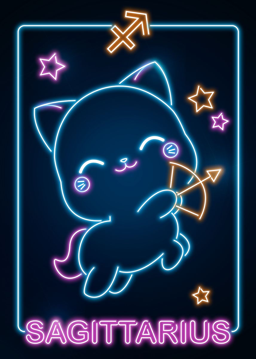 ' Retro Kawaii Sagittarius' Poster by Donnie | Displate