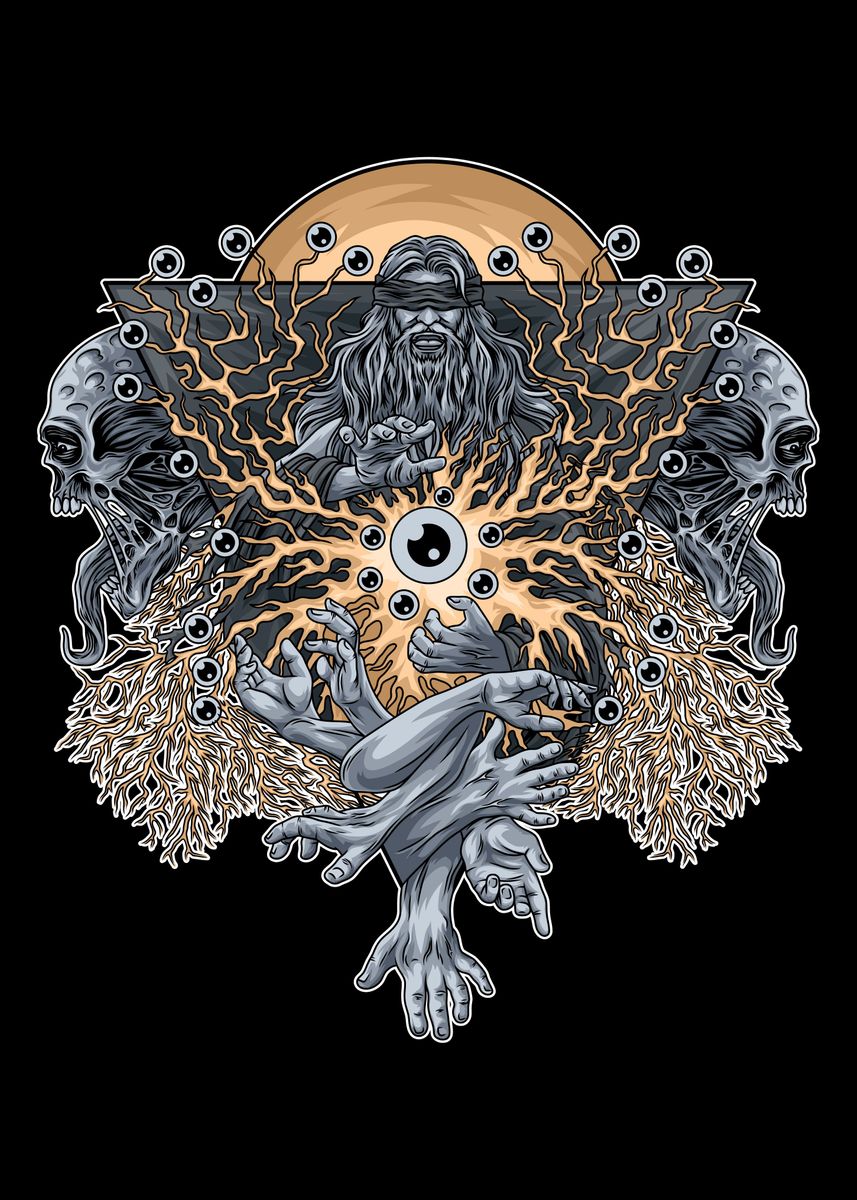 'Blind Wizard Illustration' Poster, picture, metal print, paint by ...