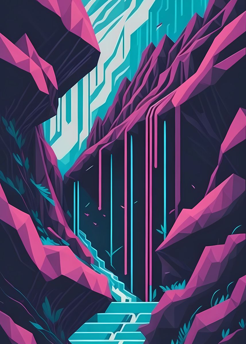 'Geometric Waterfall' Poster by Evanz Tampubolon | Displate
