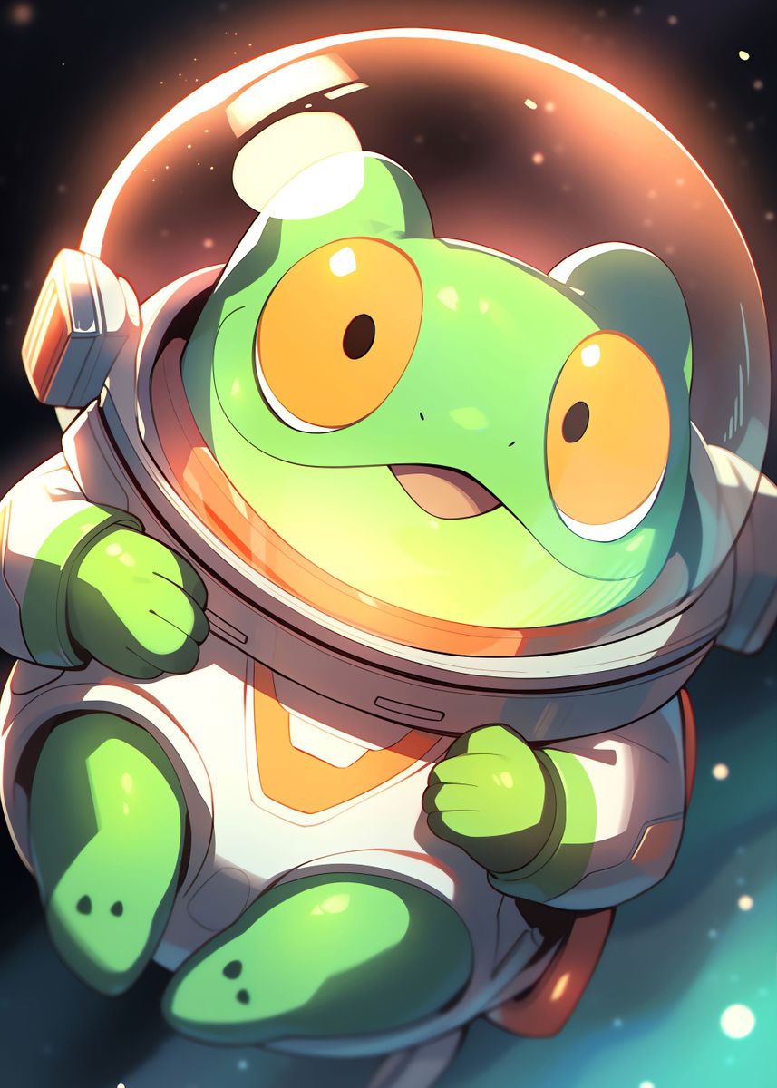 'Froggy Astronaut in Space' Poster, picture, metal print, paint by ...