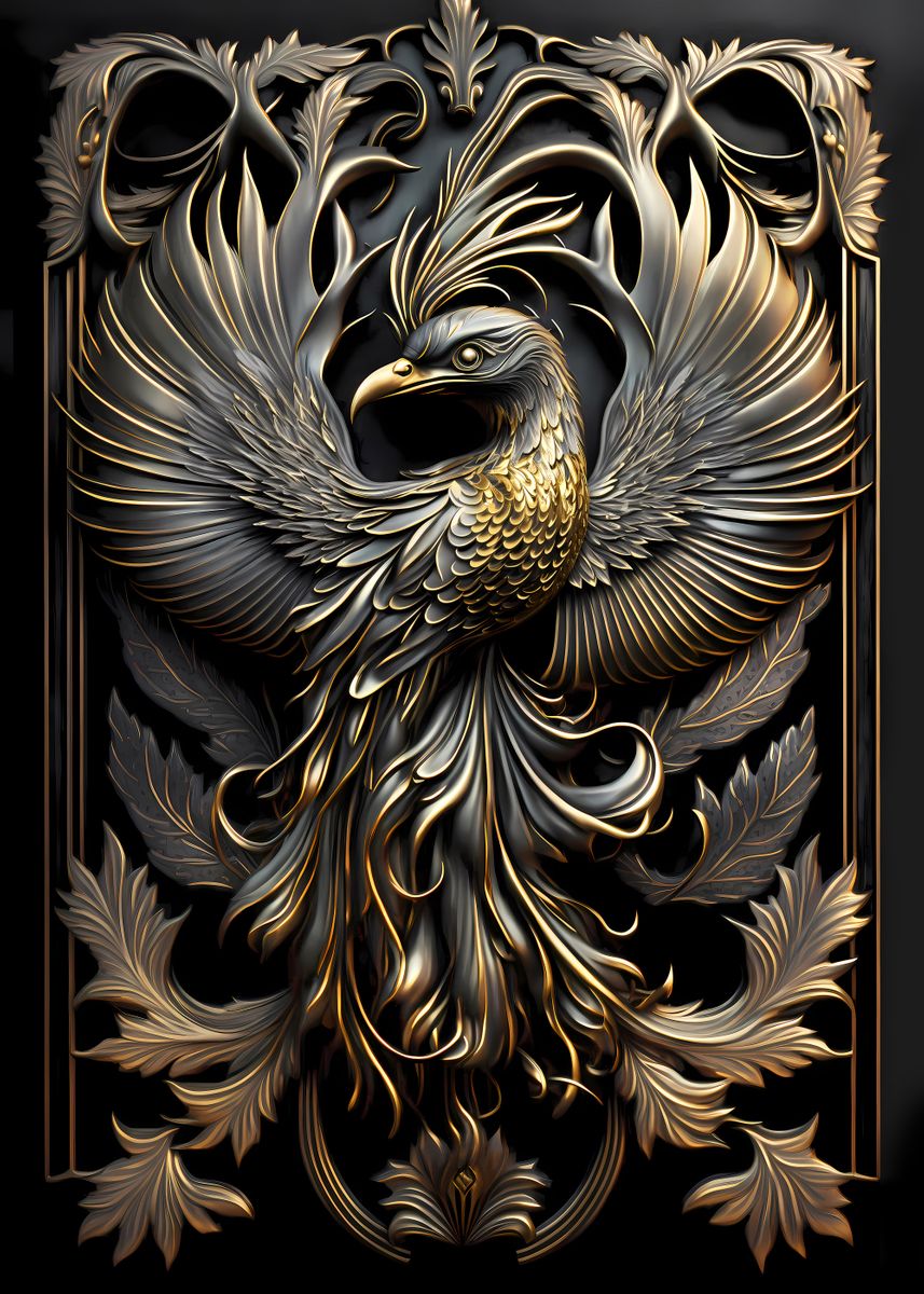 'Copper Golden Phoenix' Poster by Luong Phat | Displate