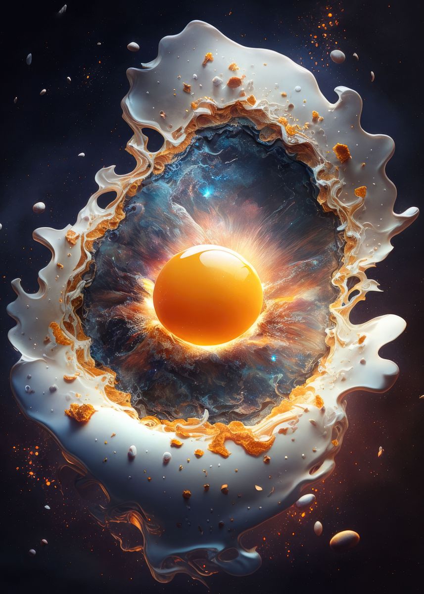 'Cosmic Fried Egg' Poster, picture, metal print, paint by Astrodeum | Displate