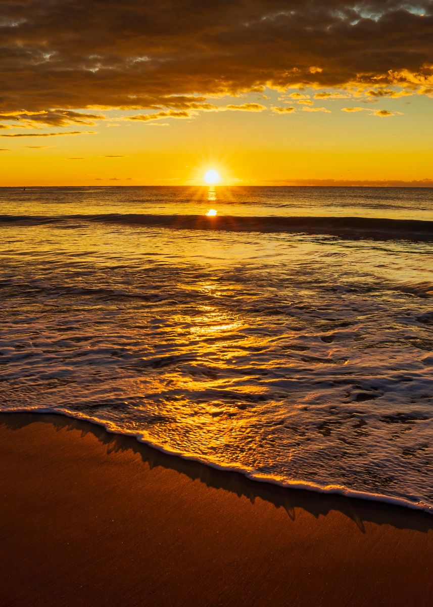 'Beach sunset landscape sun' Poster, picture, metal print, paint by ...