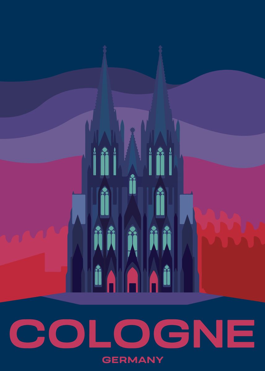 'Travel to cologne' Poster, picture, metal print, paint by Leonardo Djuminnic | Displate