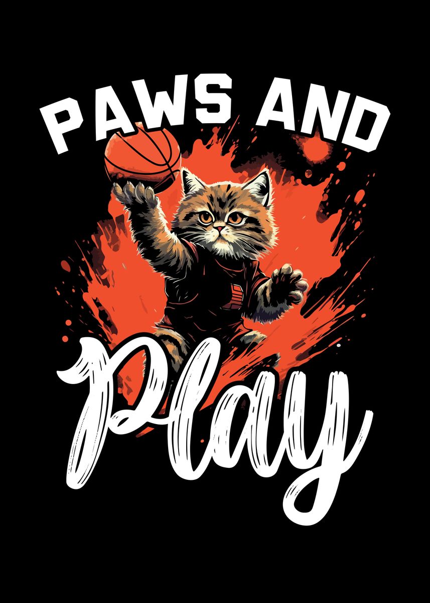 'Basketball Cat' Poster, picture, metal print, paint by NAO | Displate