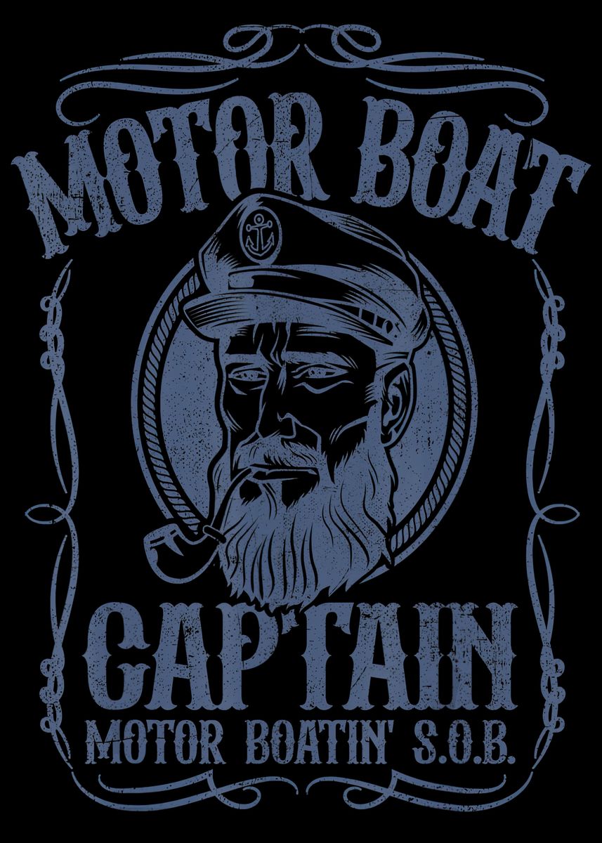 'Motor Boat Captain Funny' Poster, picture, metal print, paint by Mia ...
