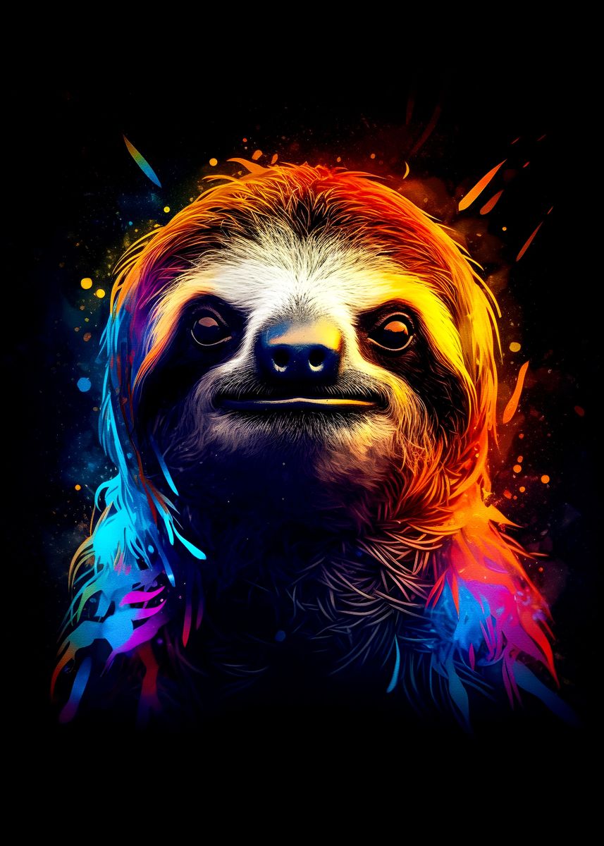 'Amazing Sloth' Poster, picture, metal print, paint by Elz art | Displate