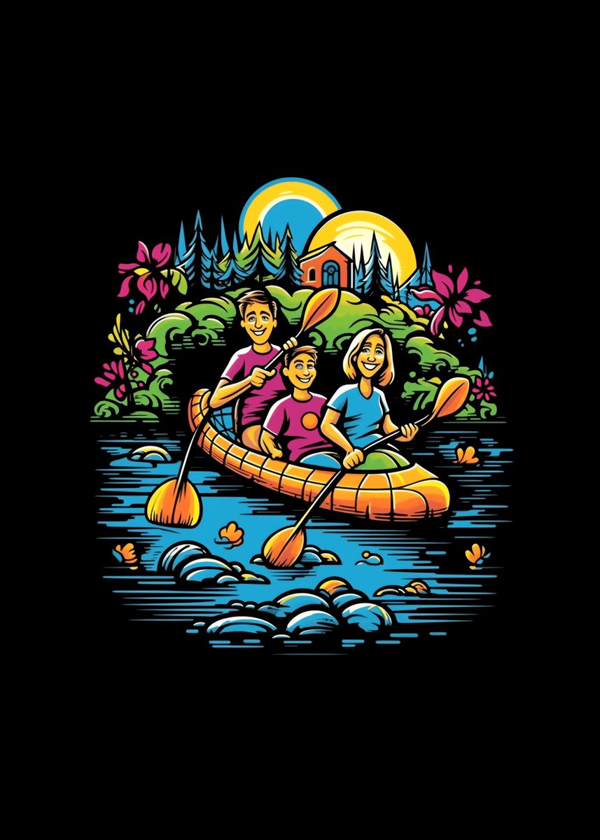 'Kayaking Family Kayak' Poster, picture, metal print, paint by ...