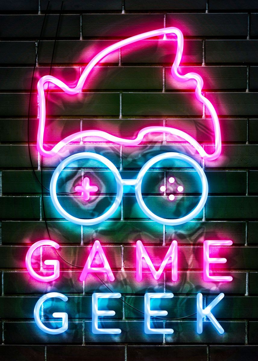 'Game Geek Neon Gaming' Poster by Rubina | Displate