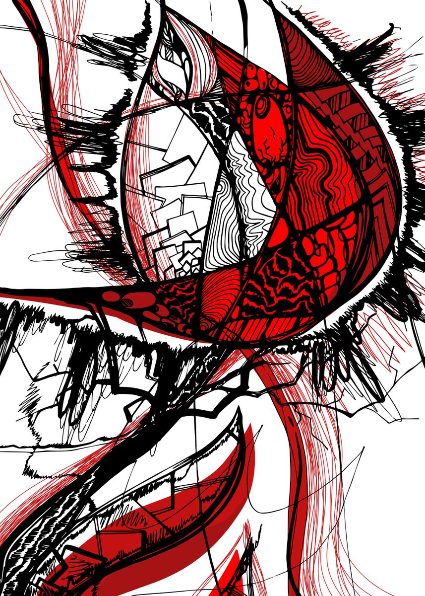 'Geometric abstract flower' Poster, picture, metal print, paint by Anna ...