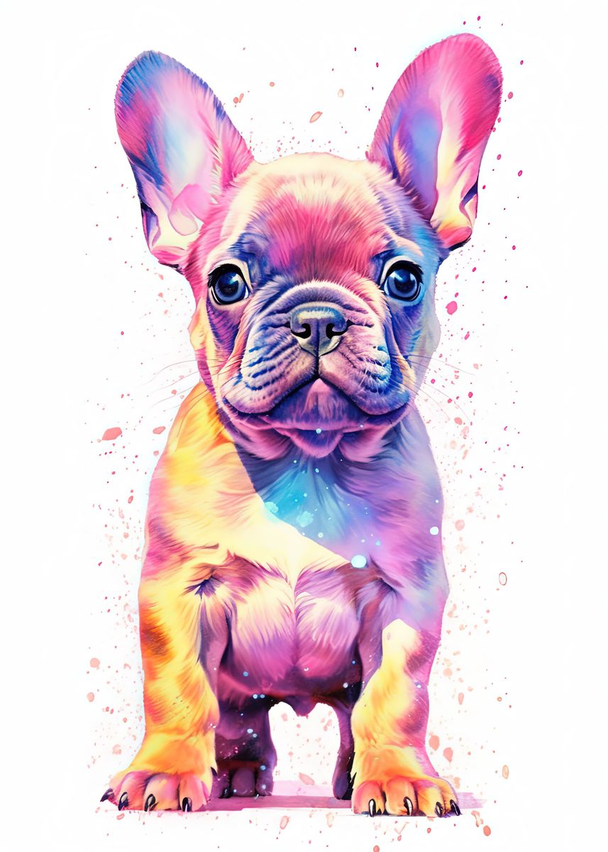 'Cute Baby Frenchie Puppy' Poster, picture, metal print, paint by ...