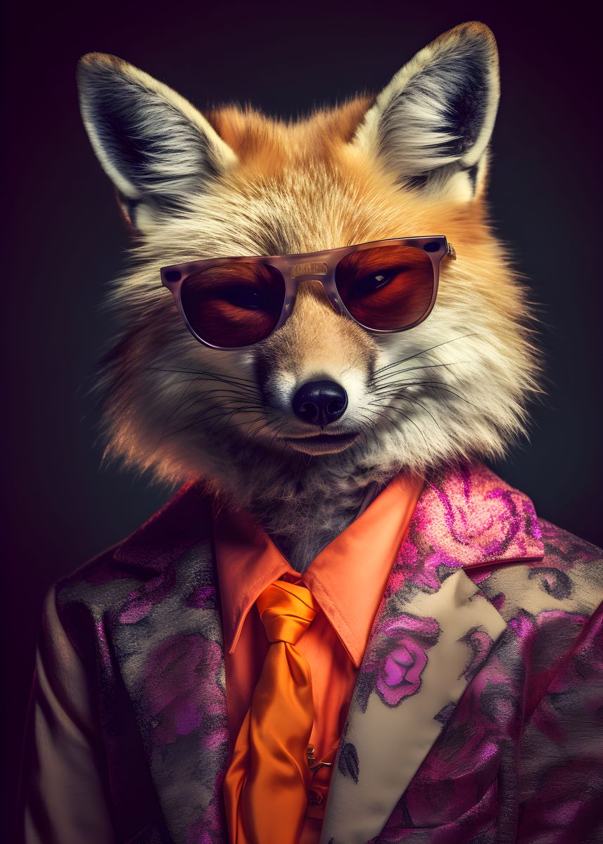 '80s Style Fox' Poster, picture, metal print, paint by Makadur | Displate