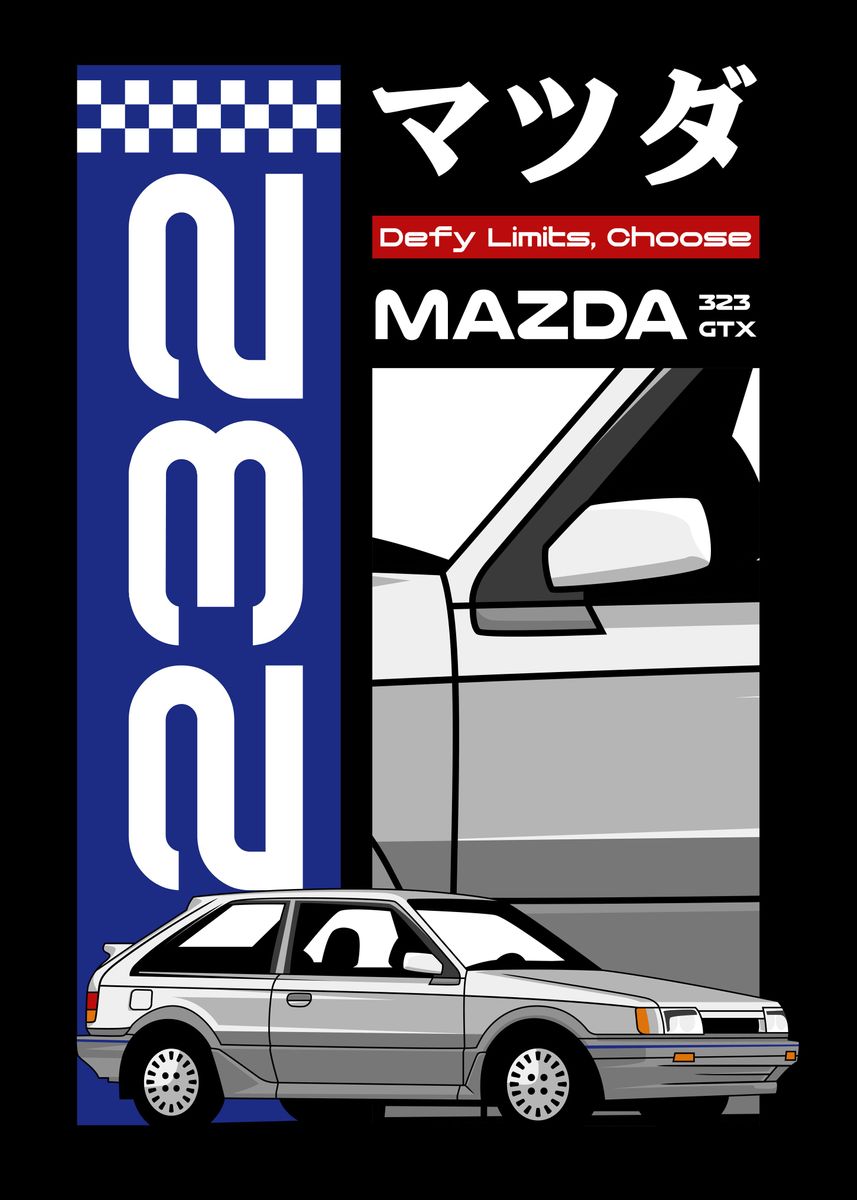 '323 Mazda' Poster, picture, metal print, paint by REZ DESIGN | Displate