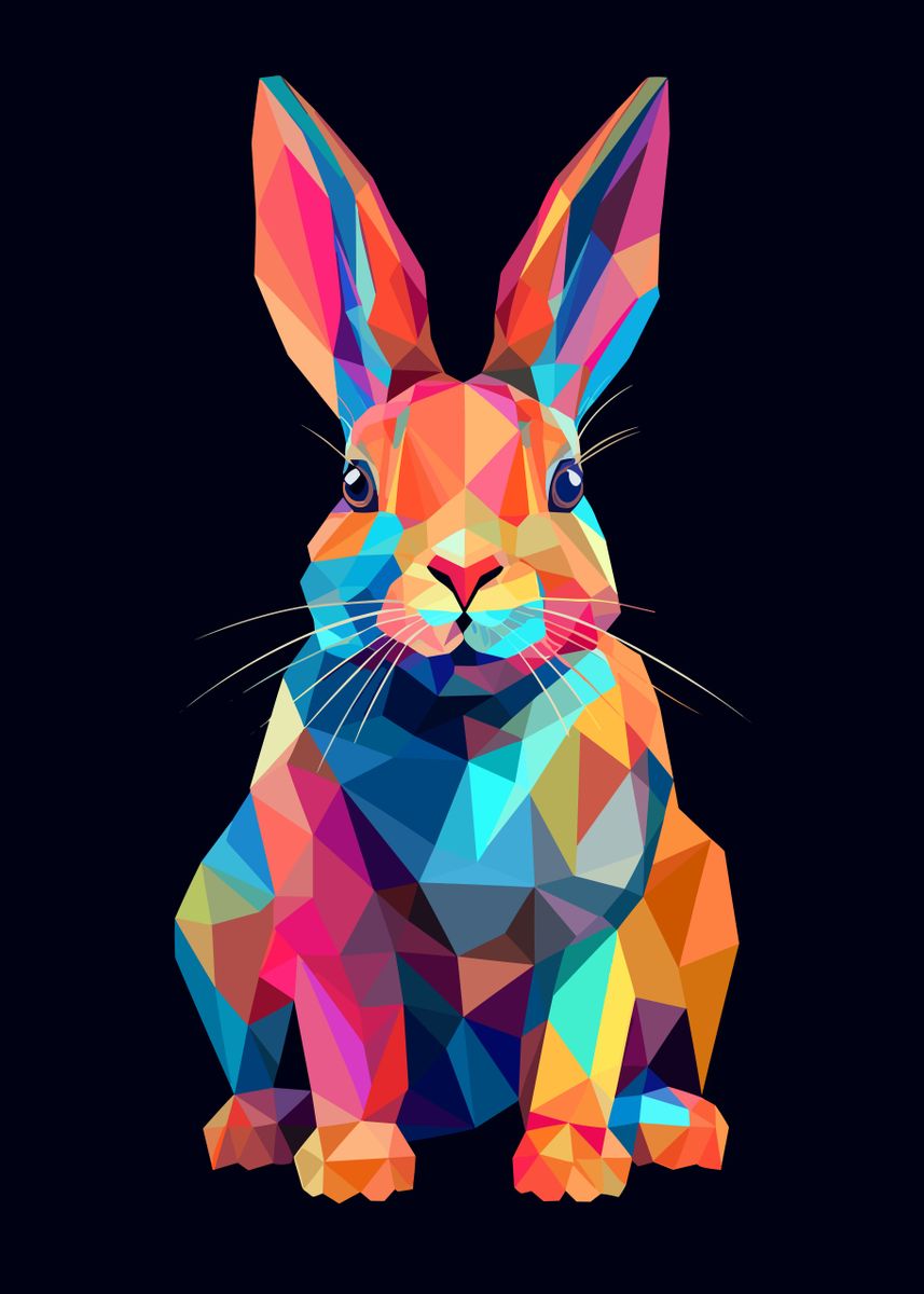 'Rabbit Animal Pop Art' Poster, picture, metal print, paint by Qreative ...