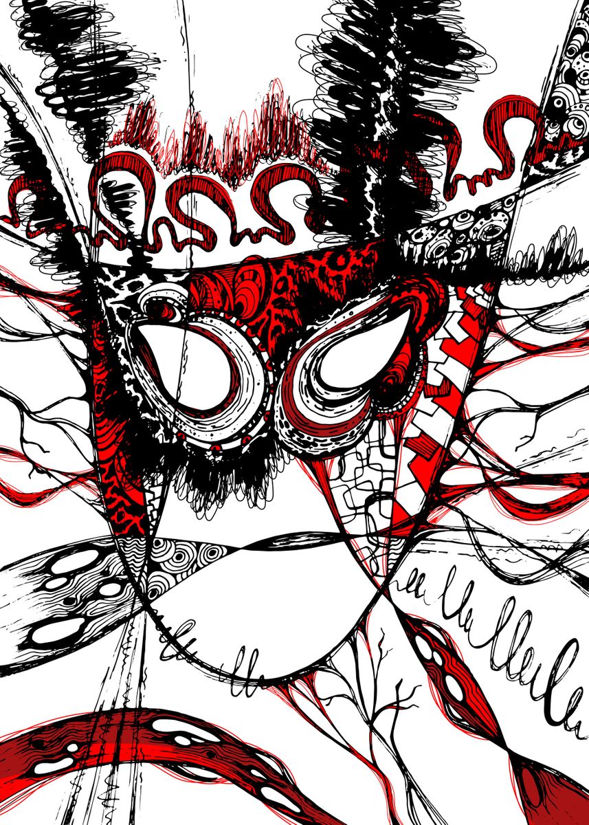 'Geometric abstract mask' Poster, picture, metal print, paint by Anna ...