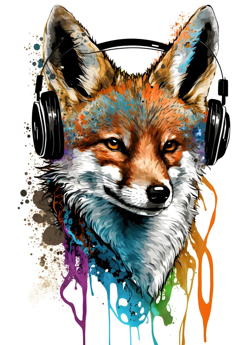 'Fox Music Painting' Poster, picture, metal print, paint by Chris Nolan ...