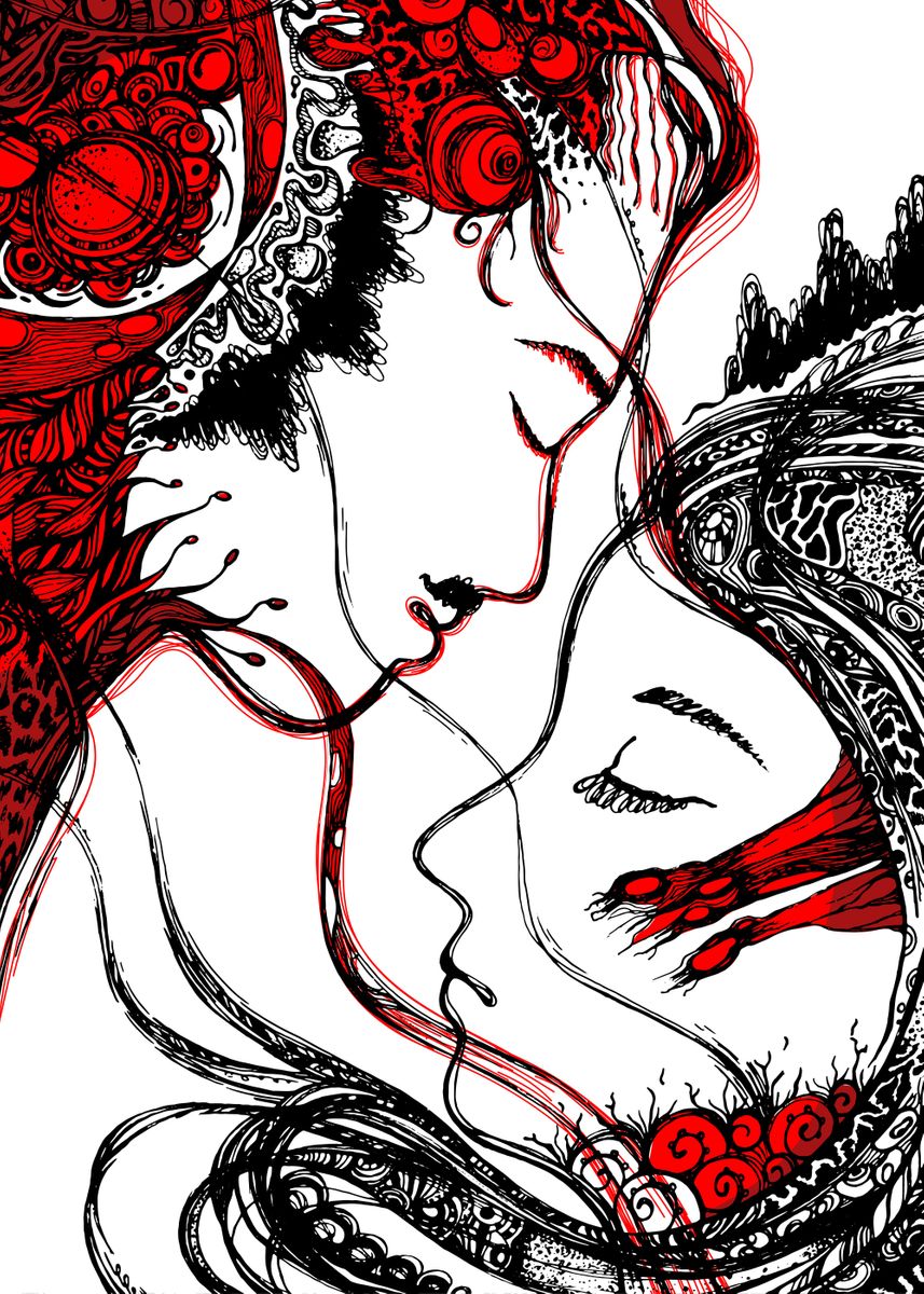 'Meeting man with a girl' Poster, picture, metal print, paint by Anna ...