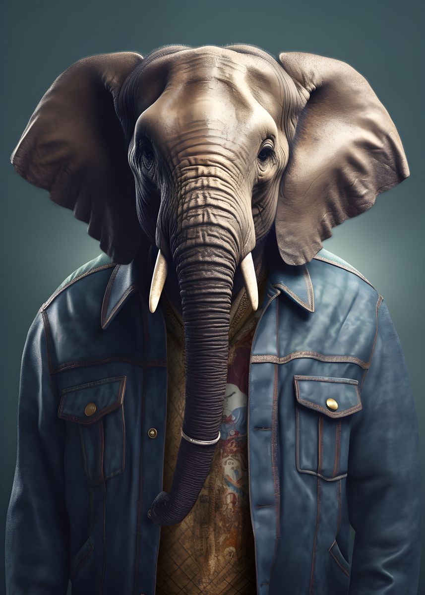 '80s Style Elephant' Poster, picture, metal print, paint by Makadur ...