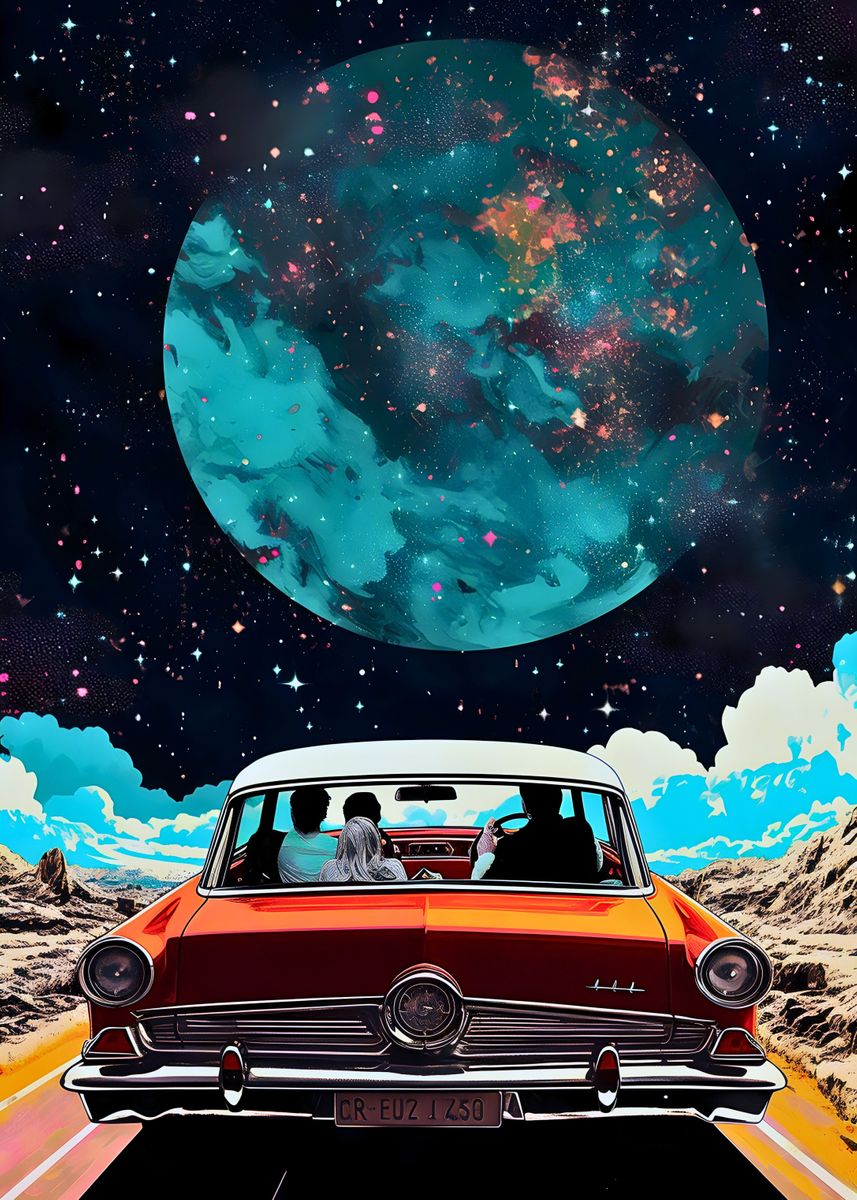 'Cosmic Drive' Poster, picture, metal print, paint by Chanathut P ...
