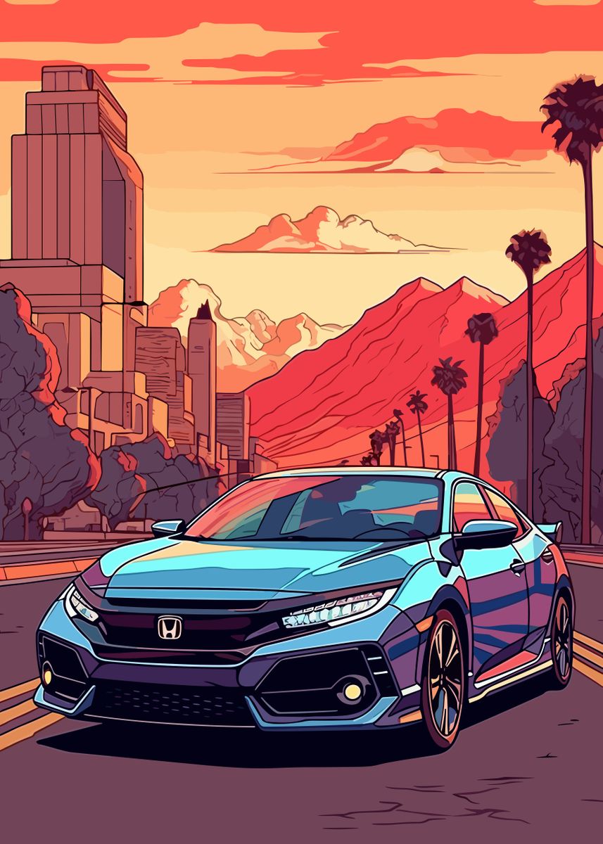 'Car Minimalist' Poster, picture, metal print, paint by Qreative | Displate