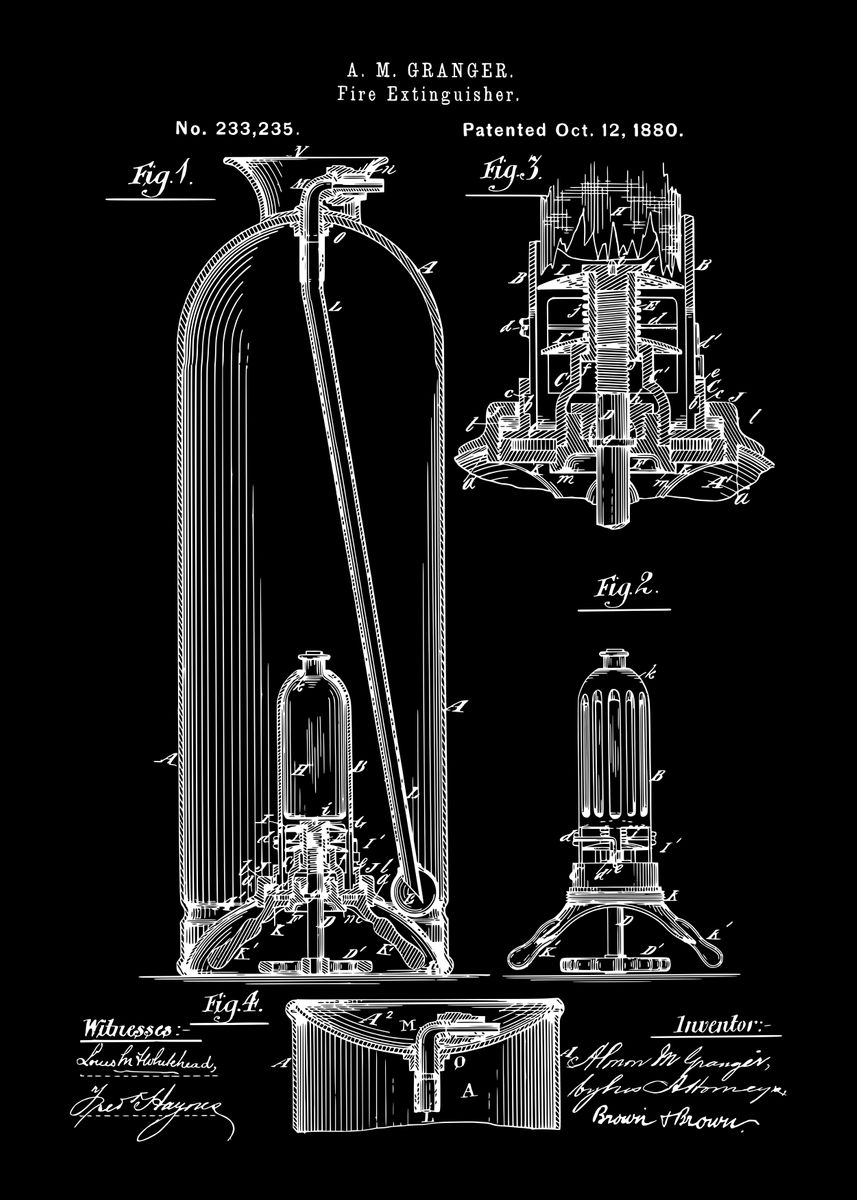 '1880 Fire Extinguisher' Poster, picture, metal print, paint by Sam Kal ...