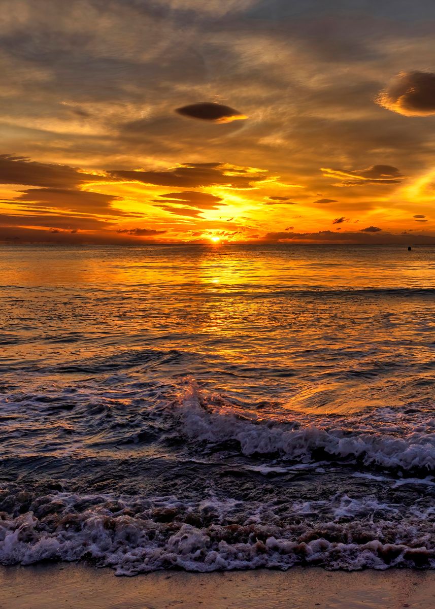 'Beach sunset landscape sun' Poster by Vicen Design | Displate