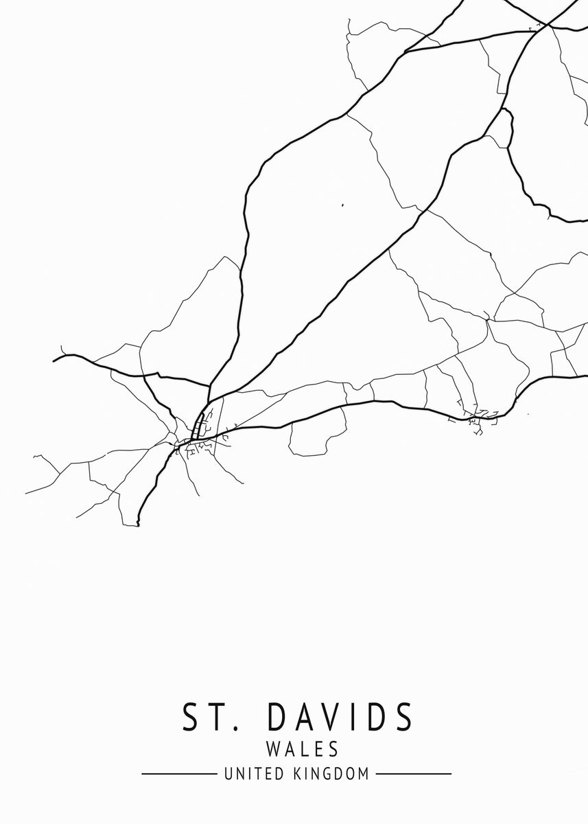 'St Davids UK City Map' Poster, picture, metal print, paint by Gigi Bgm ...