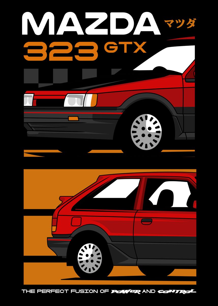 'Red Japanese Car' Poster, picture, metal print, paint by REZ DESIGN ...