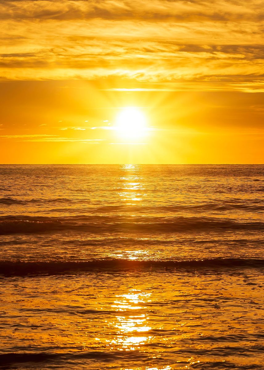 'Beach sunset landscape sun' Poster, picture, metal print, paint by ...