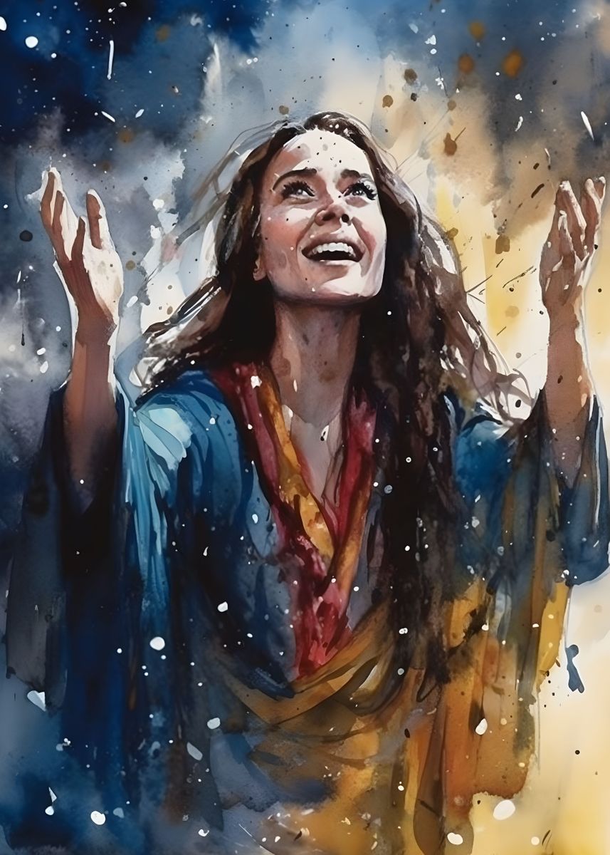 'Happy and Thankful Woman' Poster, picture, metal print, paint by ...