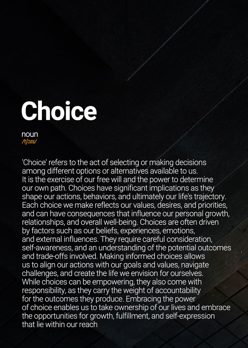 'Choice' Poster, picture, metal print, paint by Mr Penguin | Displate