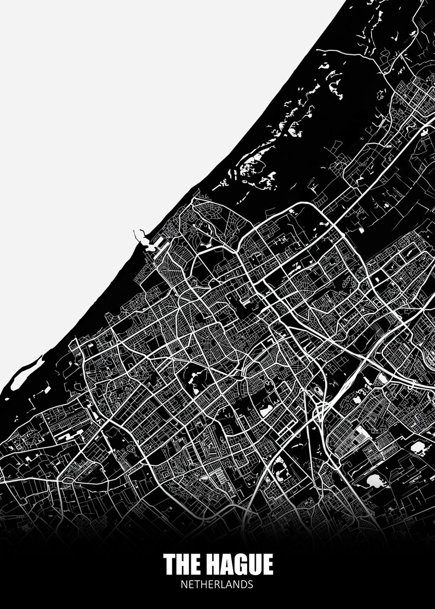 'The Hague Netherlands Map' Poster, picture, metal print, paint by Zake ...